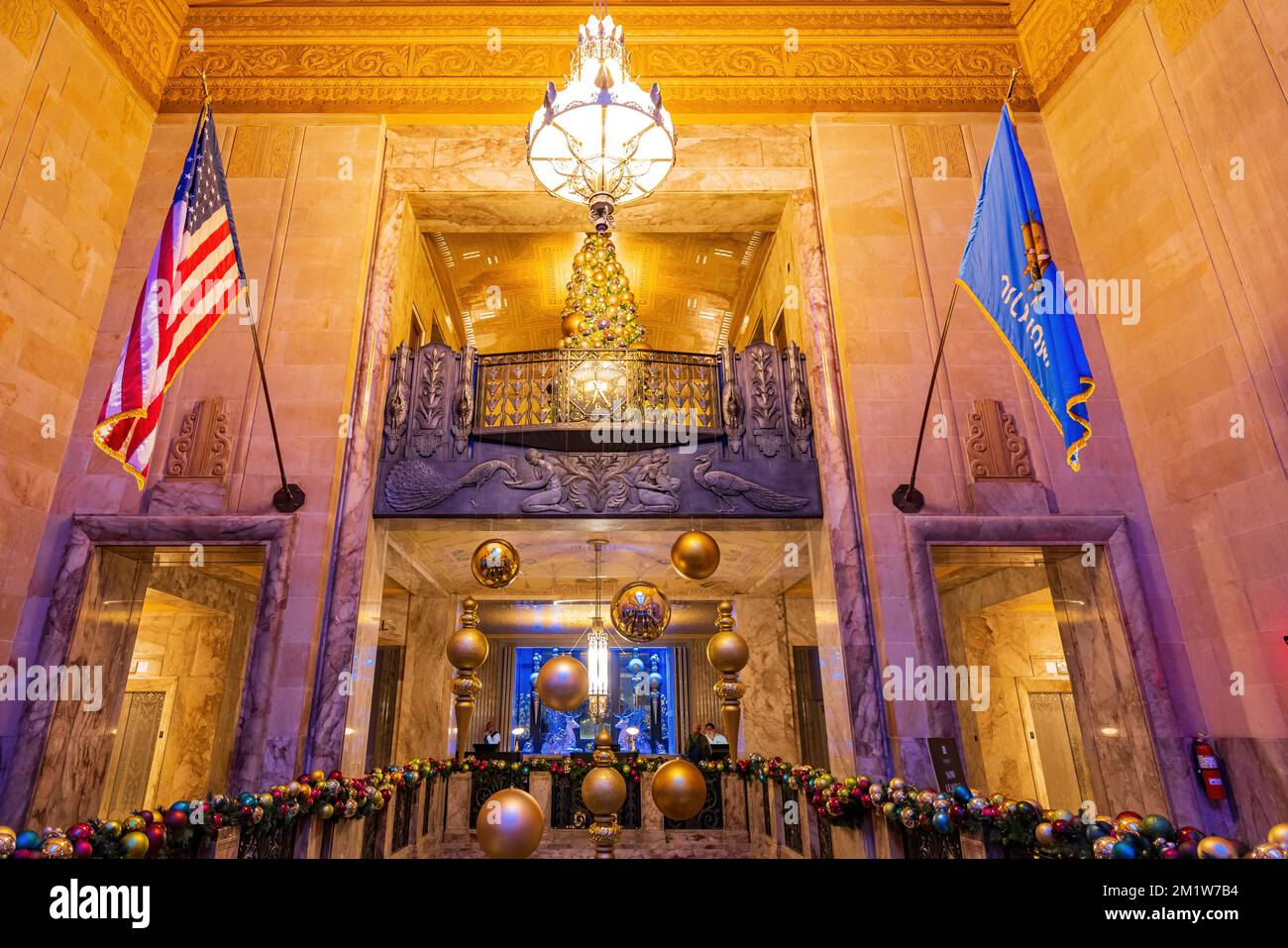 Oklahoma, DEC 11 2022 - The beautiful Christmas decorations inside the ...