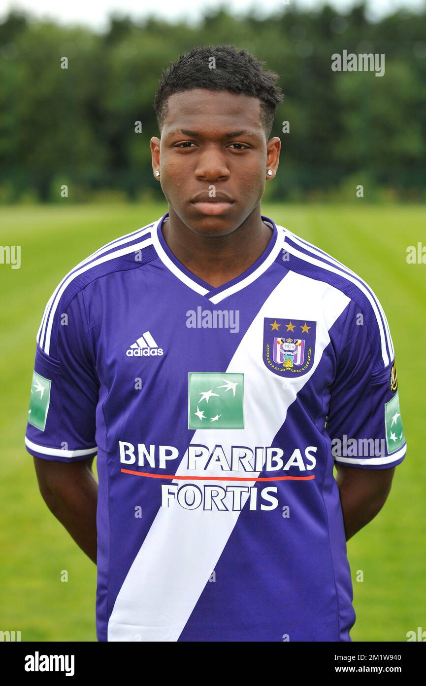 Aaron Leya Iseka poses for the photographer during the 2014-2015 season ...