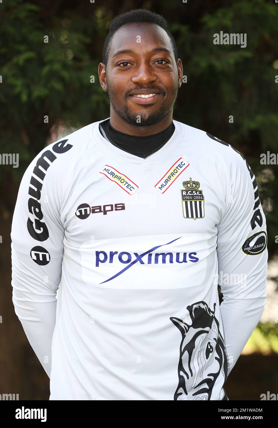 Charleroi's goalkeeper Parfait Mandanda poses for the photographer ...