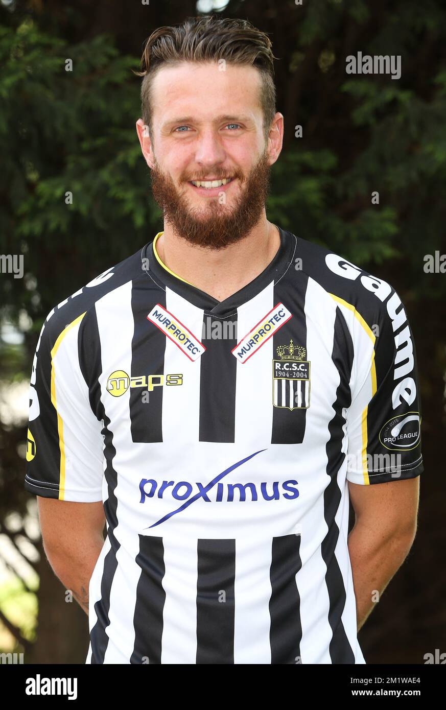 Charleroi's Damien Marcq poses for the photographer during the 2014 ...
