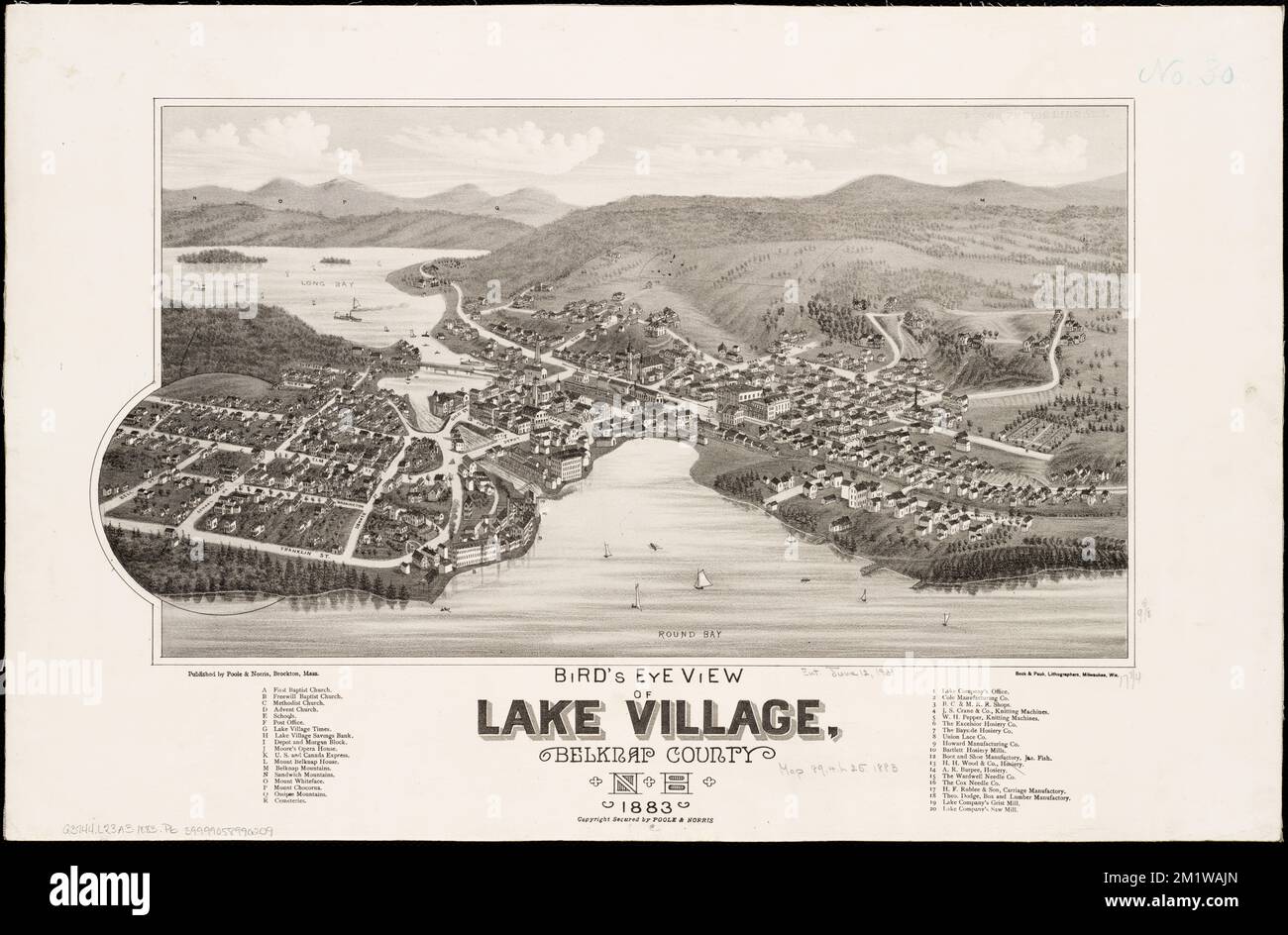Bird's eye view of Lake Village, Belknap County, N.H : 1883 , Lake ...
