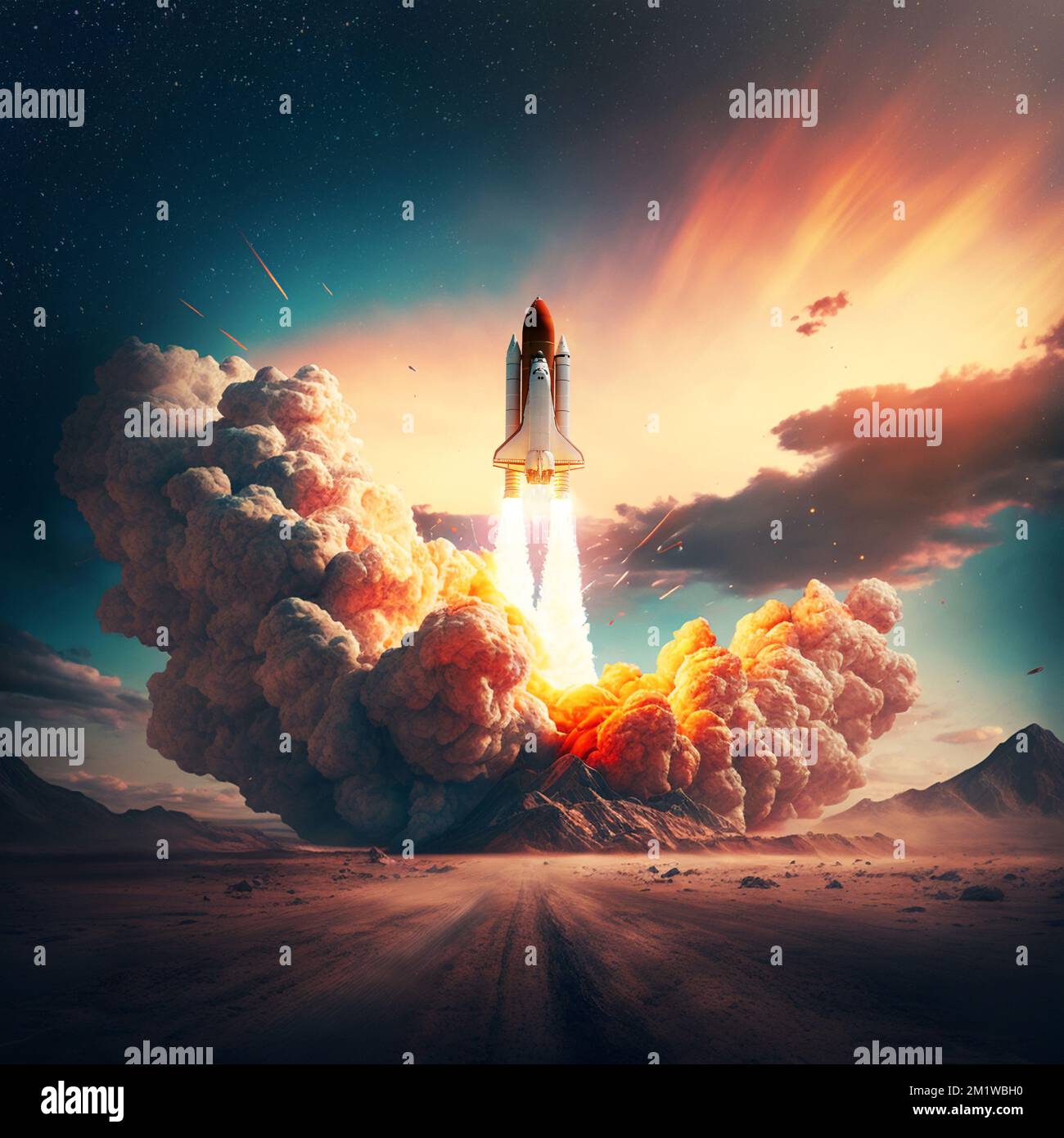 Amazing space shuttle rocket with smoke and blastoff is successfully ...