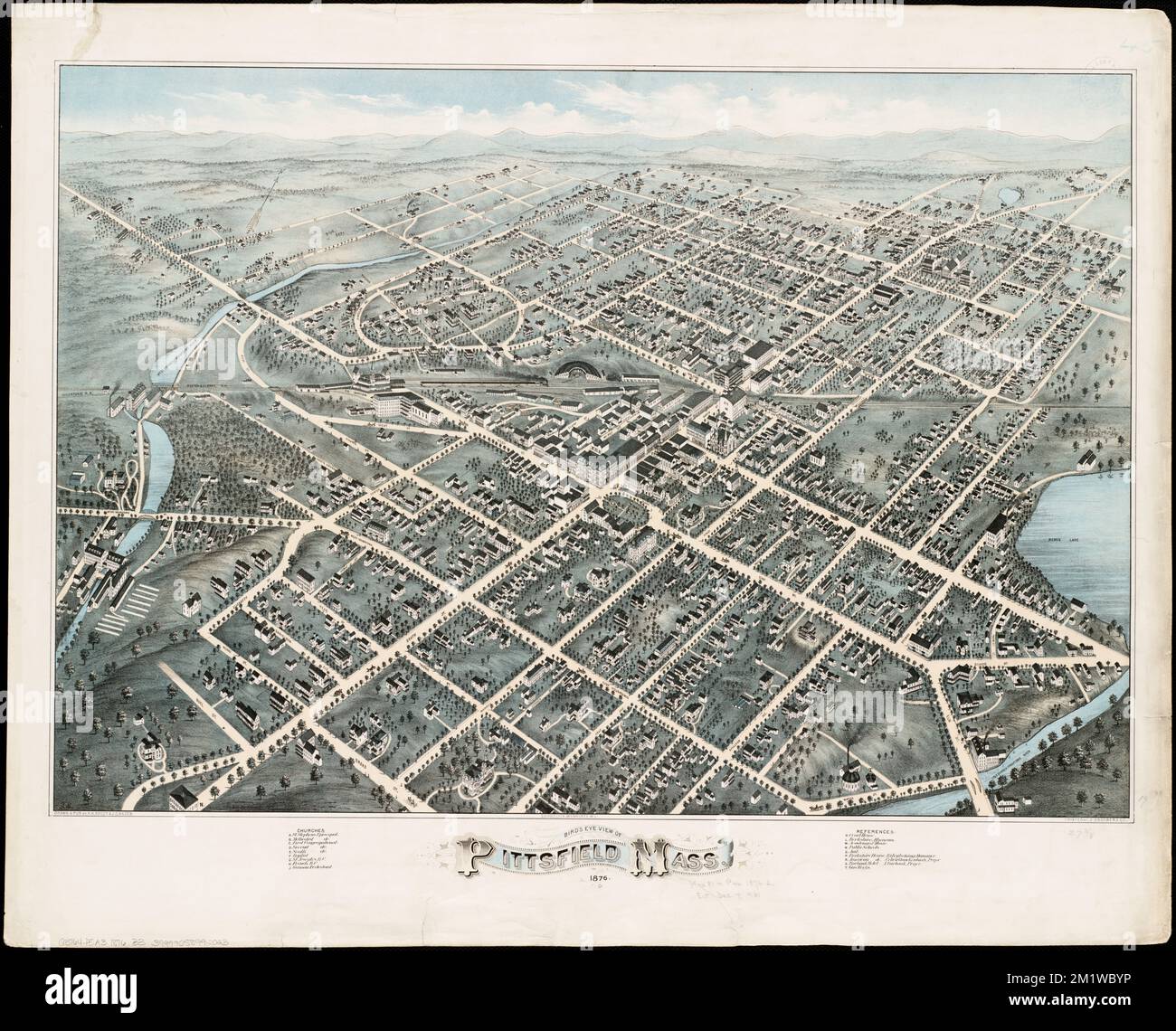 Bird's eye view of Pittsfield, Mass : 1876 , Pittsfield Mass., Aerial ...