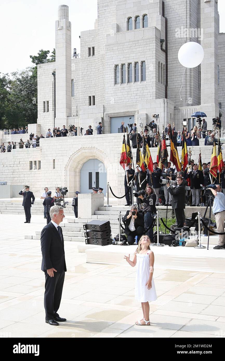 King Philippe - Filip of Belgium and a girl seen at a ceremony at the ...