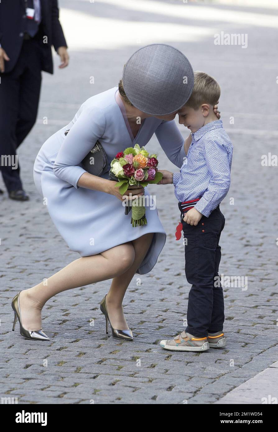 Queen Mathilde of Belgium pictured during a ceremony of commemoration ...