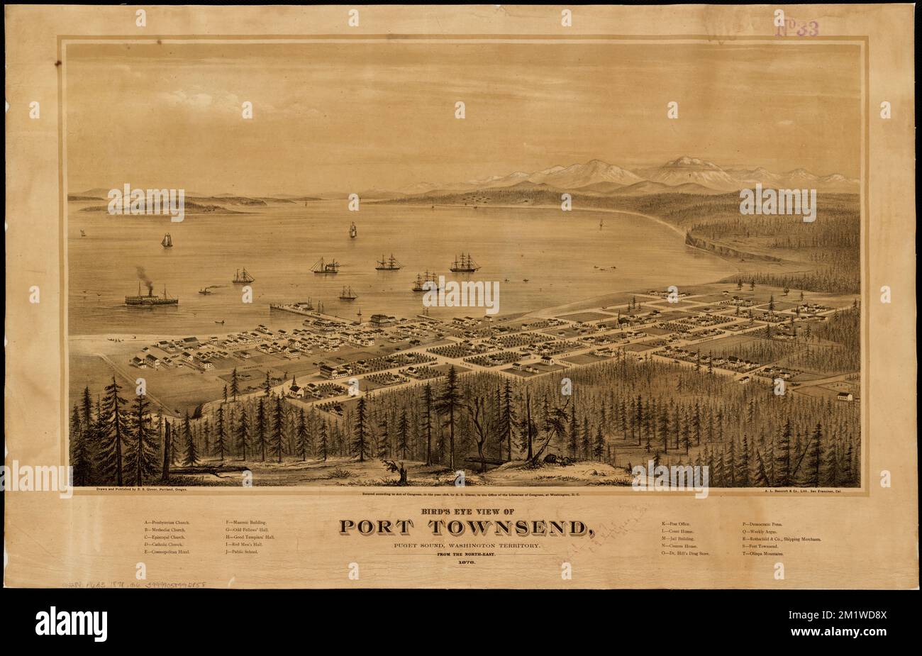 Bird's eye view of Port Townsend, Puget Sound, Washington Territory ...