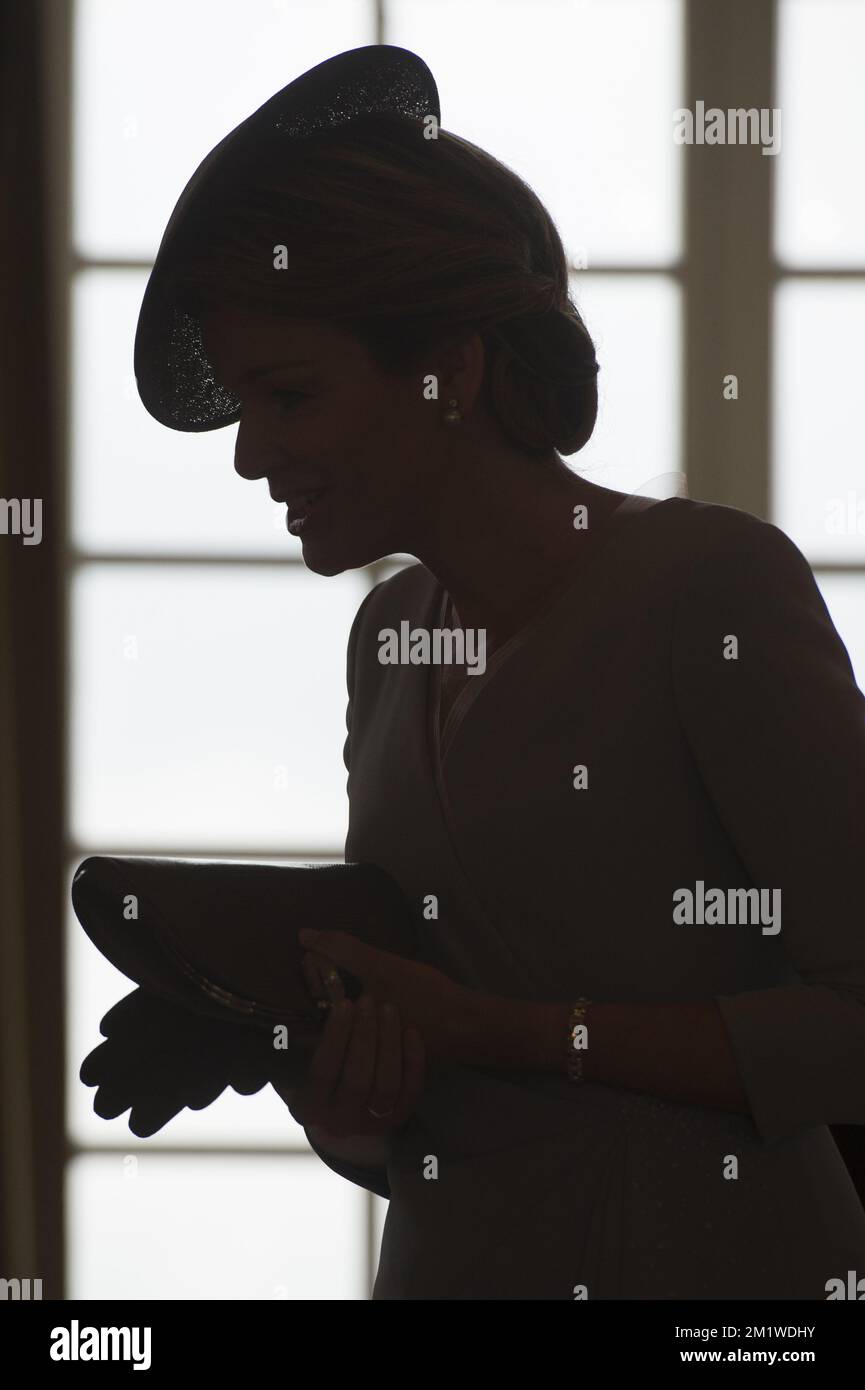 Illustration shows a back lit picture of Queen Mathilde of Belgium at ...
