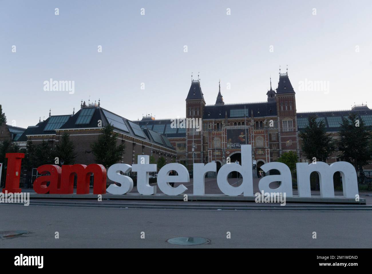 I am amsterdam giant lettering touristic sign in front of Rijkmuseum at ...