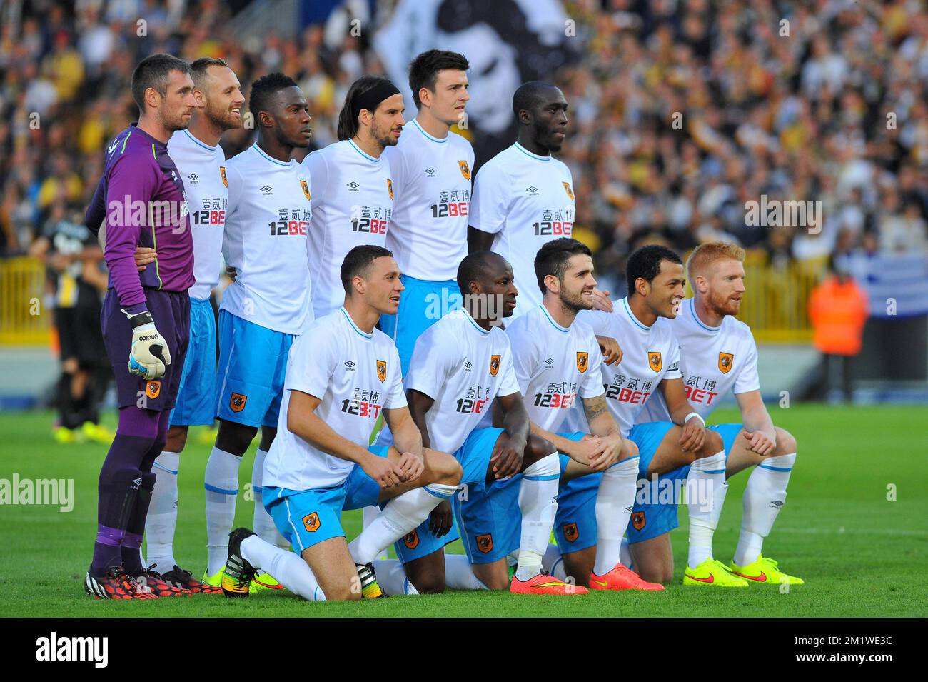 Hull's players posing for a team picture before a soccer game between ...