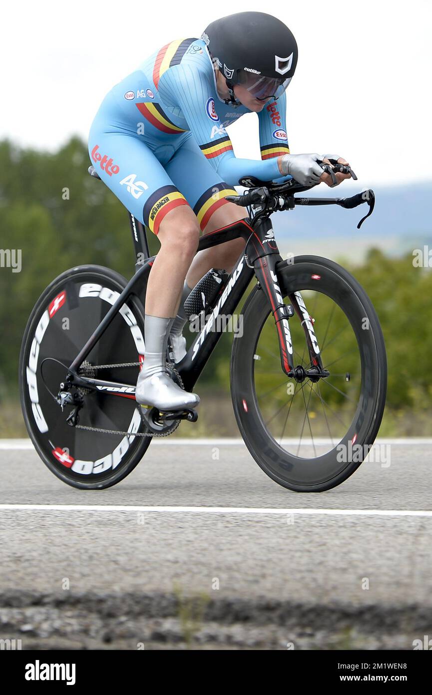 Belgian Ann-Sophie Duyck pictured during the women's elite road race at ...