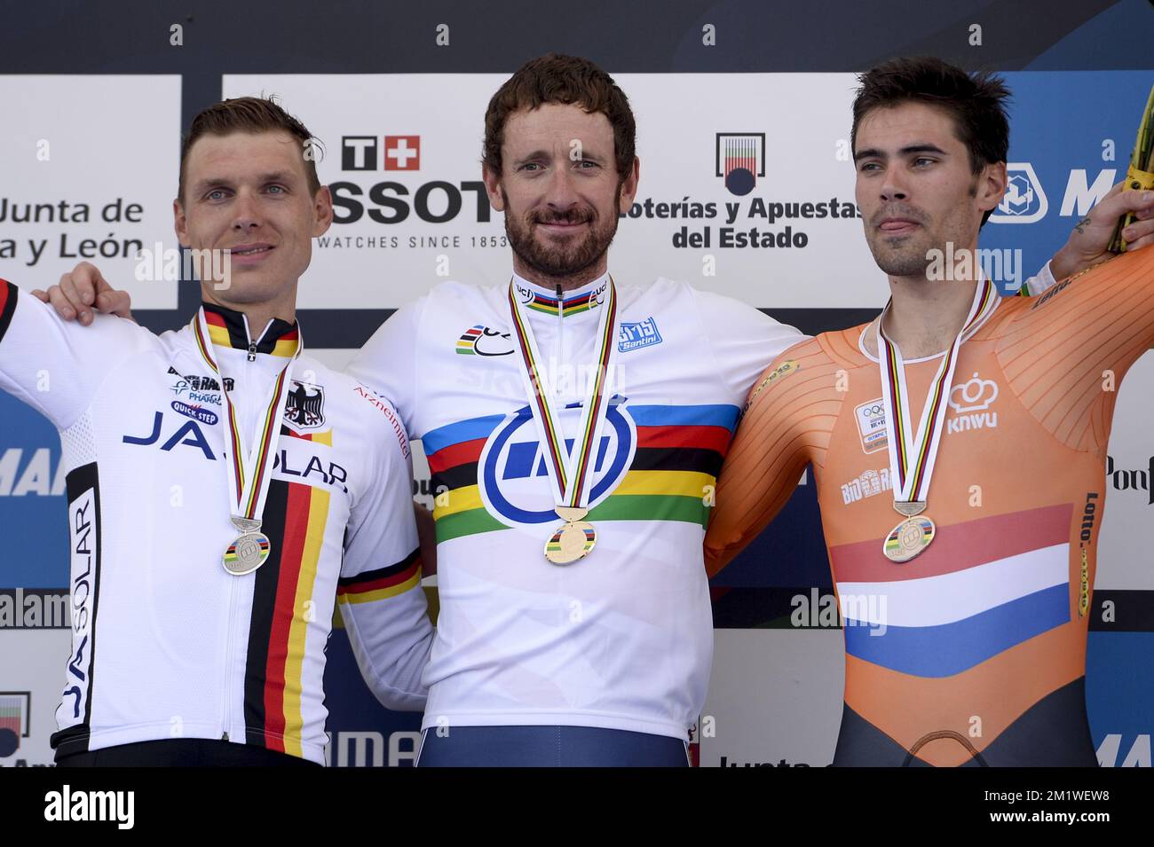 German Tony Martin, British Bradley Wiggins and Dutch Tom Dumoulin ...