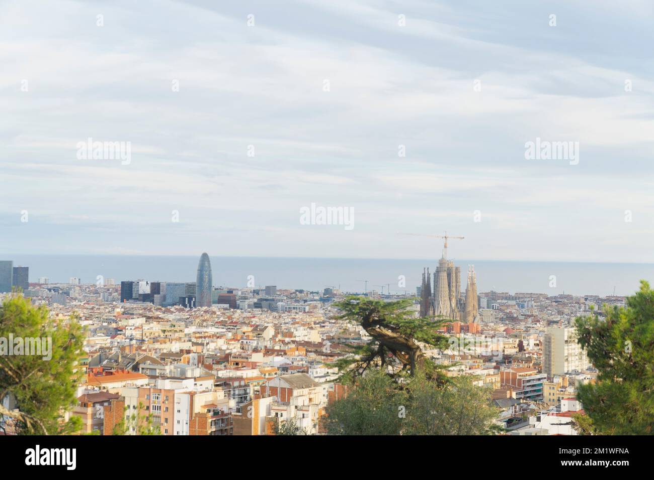 Beautiful landscape view of barcelona city with sagrada familia ...