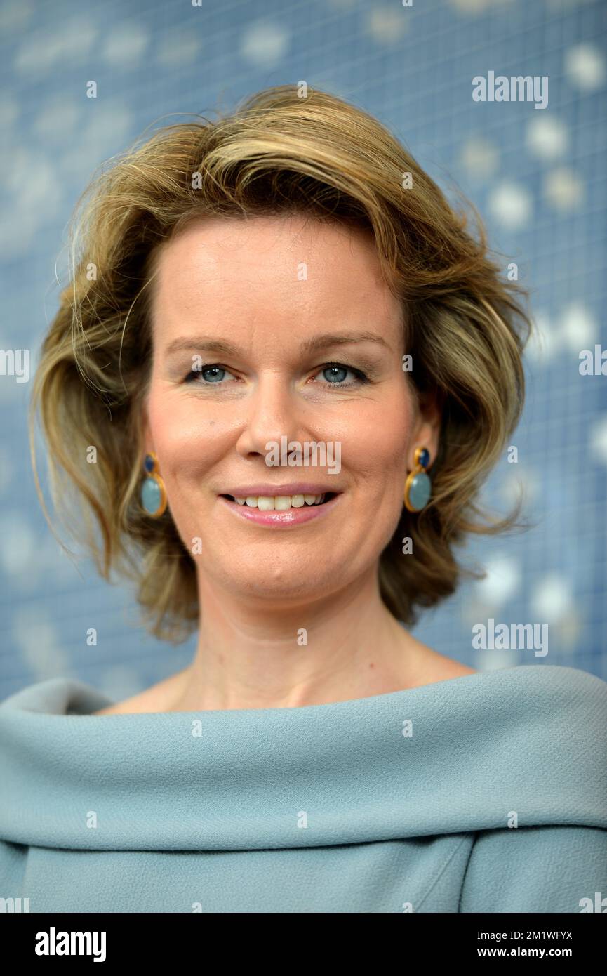 Queen Mathilde of Belgium pictured during a visit to a school at the ...