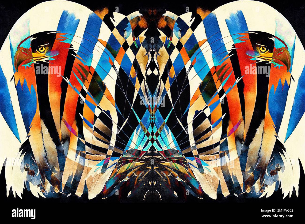 illustration of watercolor eagle, abstract color background. Digital ...