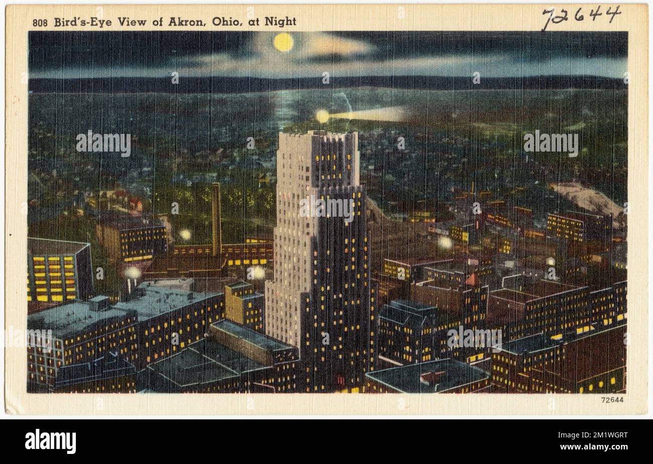 Bird's-eye view of Akron, Ohio, at Night , Cities & towns, Tichnor ...