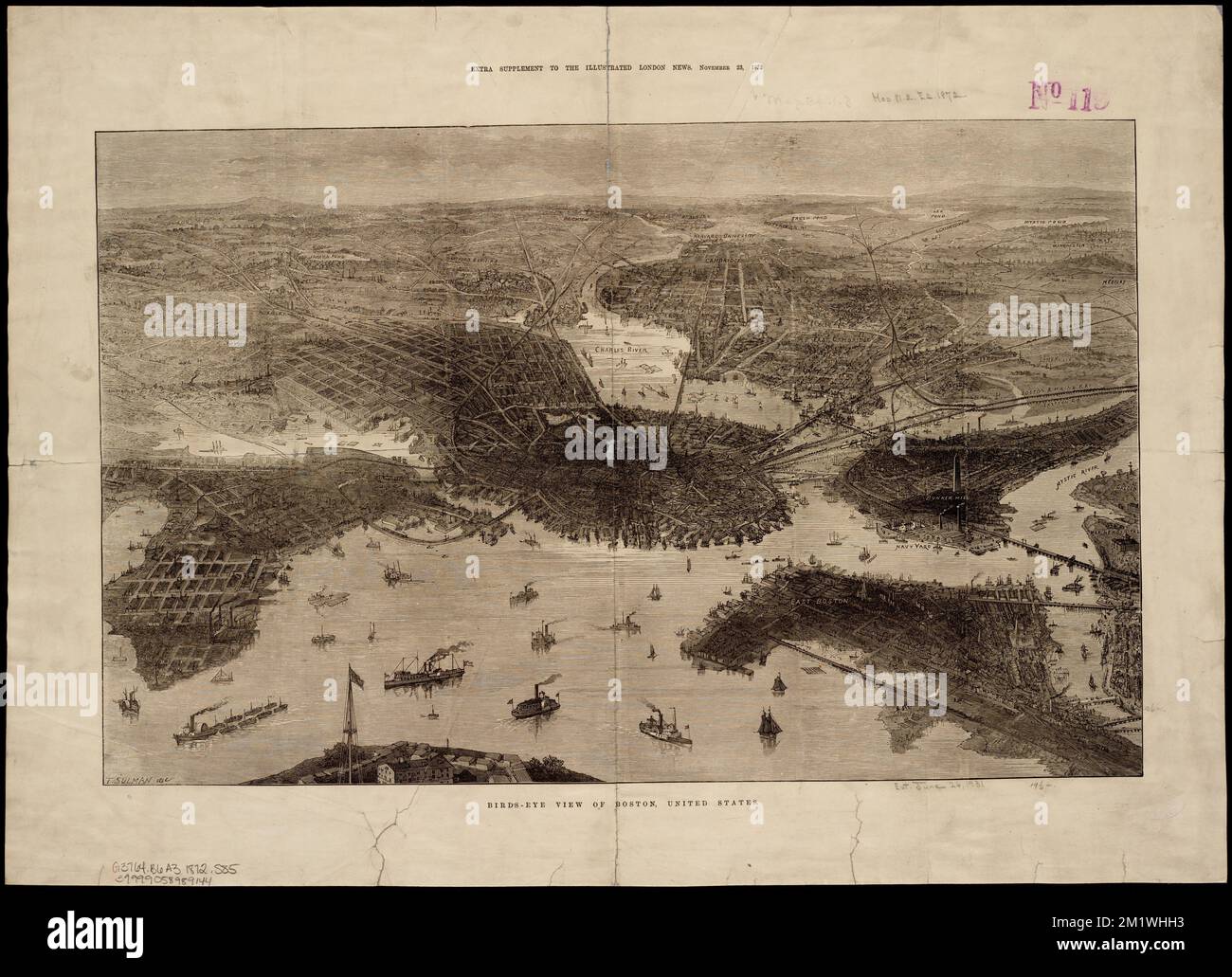 Bird's-eye view of Boston, United States , Boston Mass., Aerial views ...