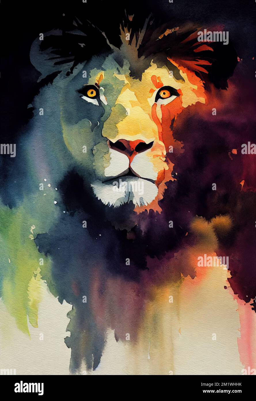 Abstract Watercolor Lion
