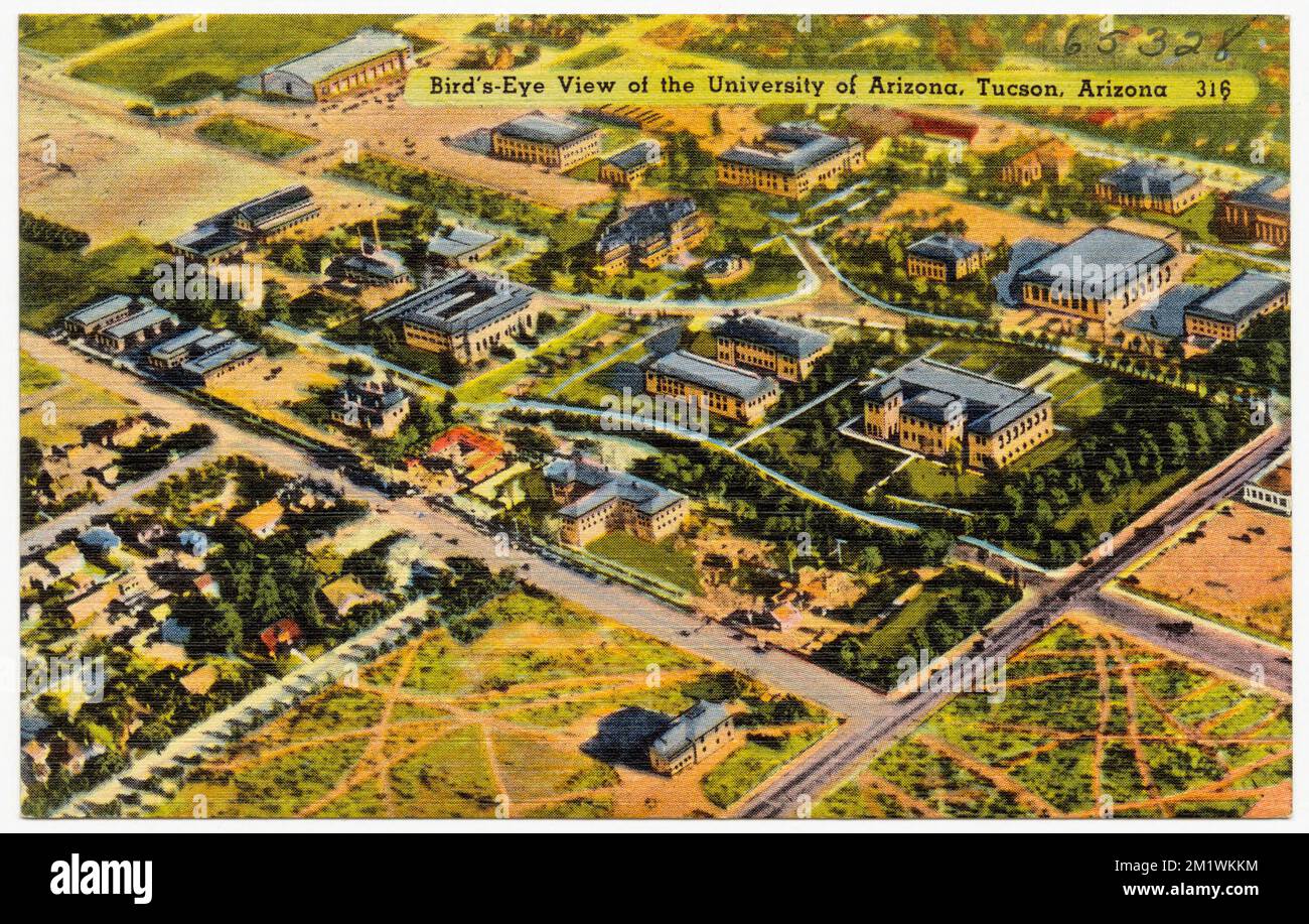 Bird's-eye view of the University of Arizona, Tucson, Arizona ...