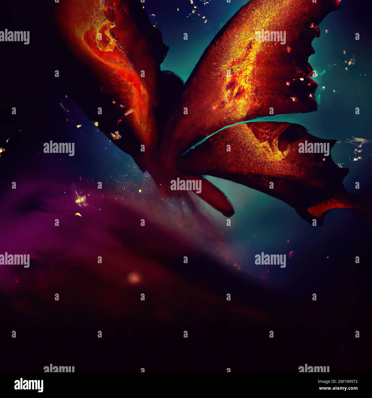 illustration of a color butterfly, abstract color background, digital ...