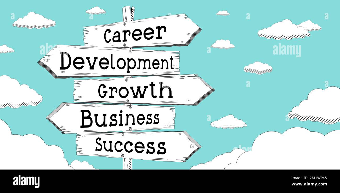 Career, development, growth, business, success - outline signpost with ...