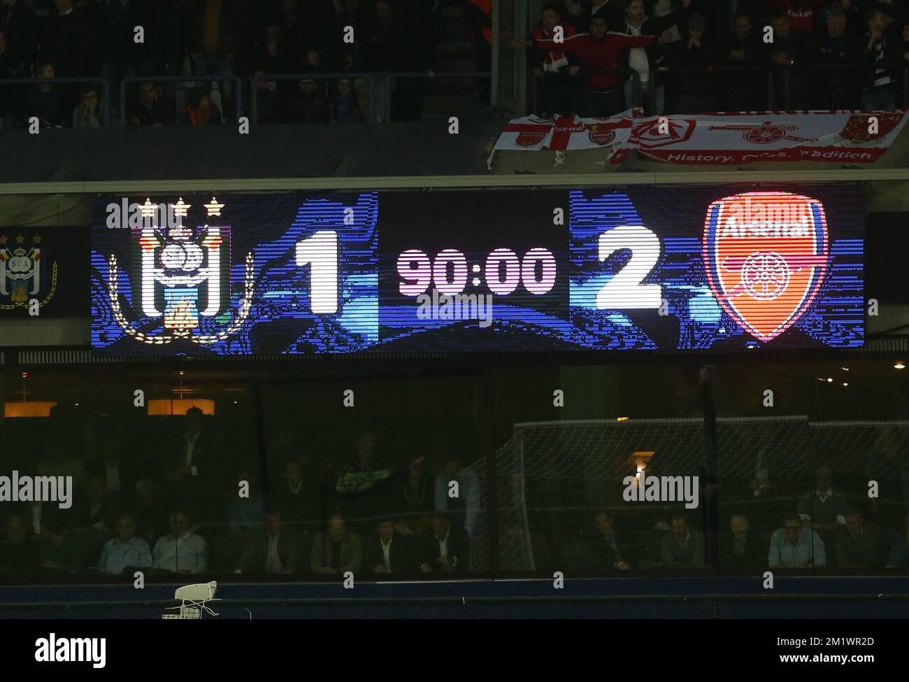 the scoreboard pictured after a third group stage game between RSCA ...