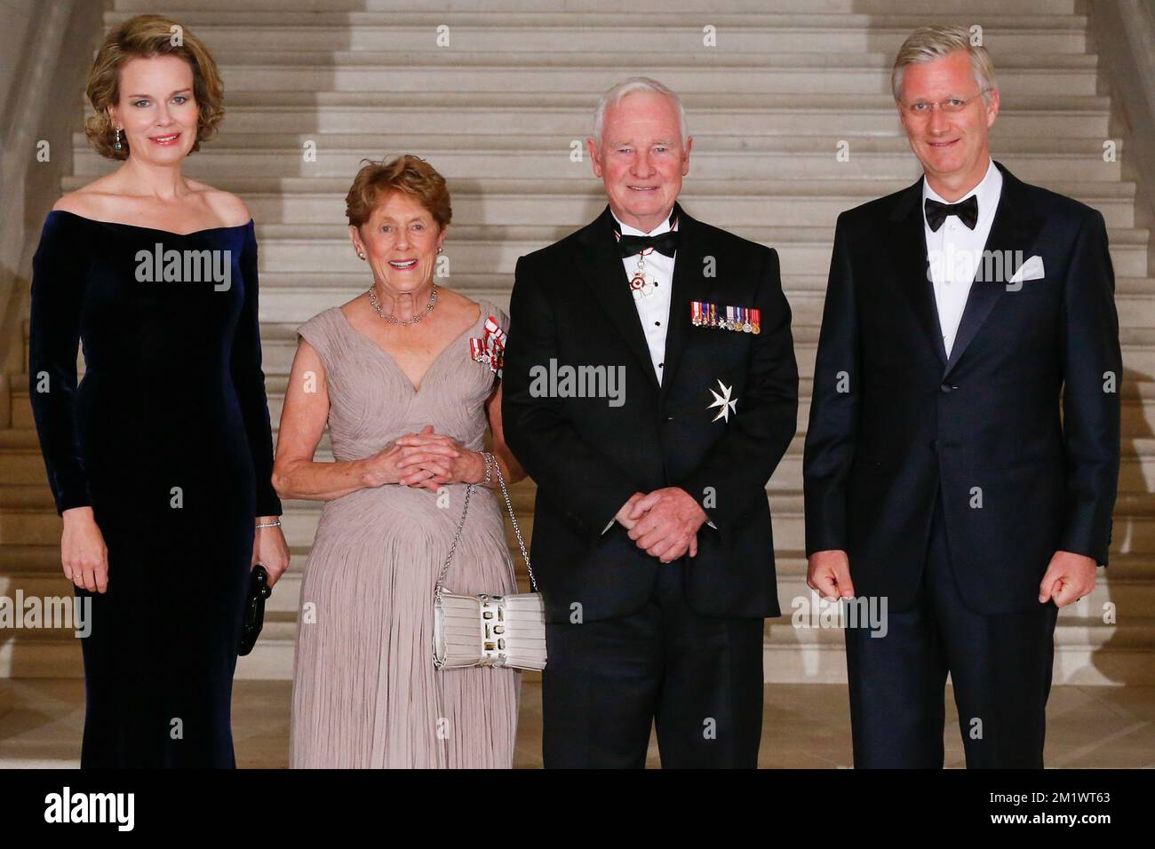 20141027 - BRUSSELS, BELGIUM: Queen Mathilde of Belgium, Sharon Johnston, Canada general ...