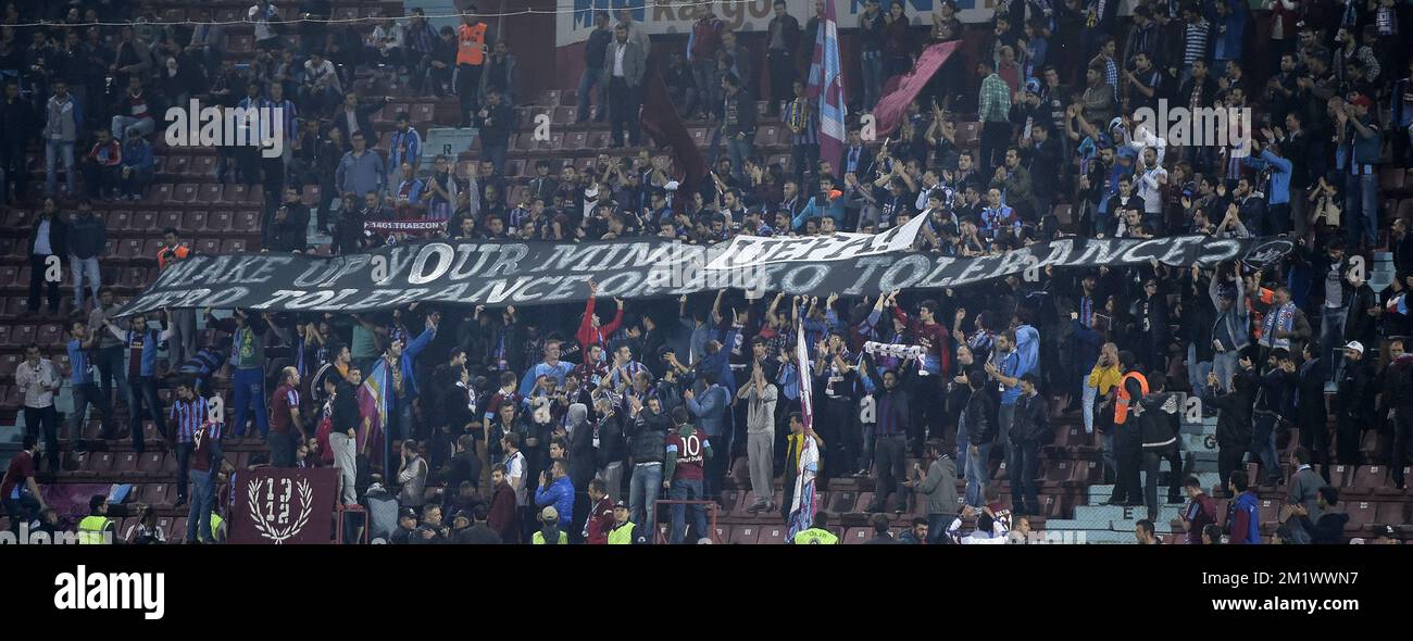 20141023 - TRABZON, TURKEY: Trabzonspor's supporters pictured with a ...