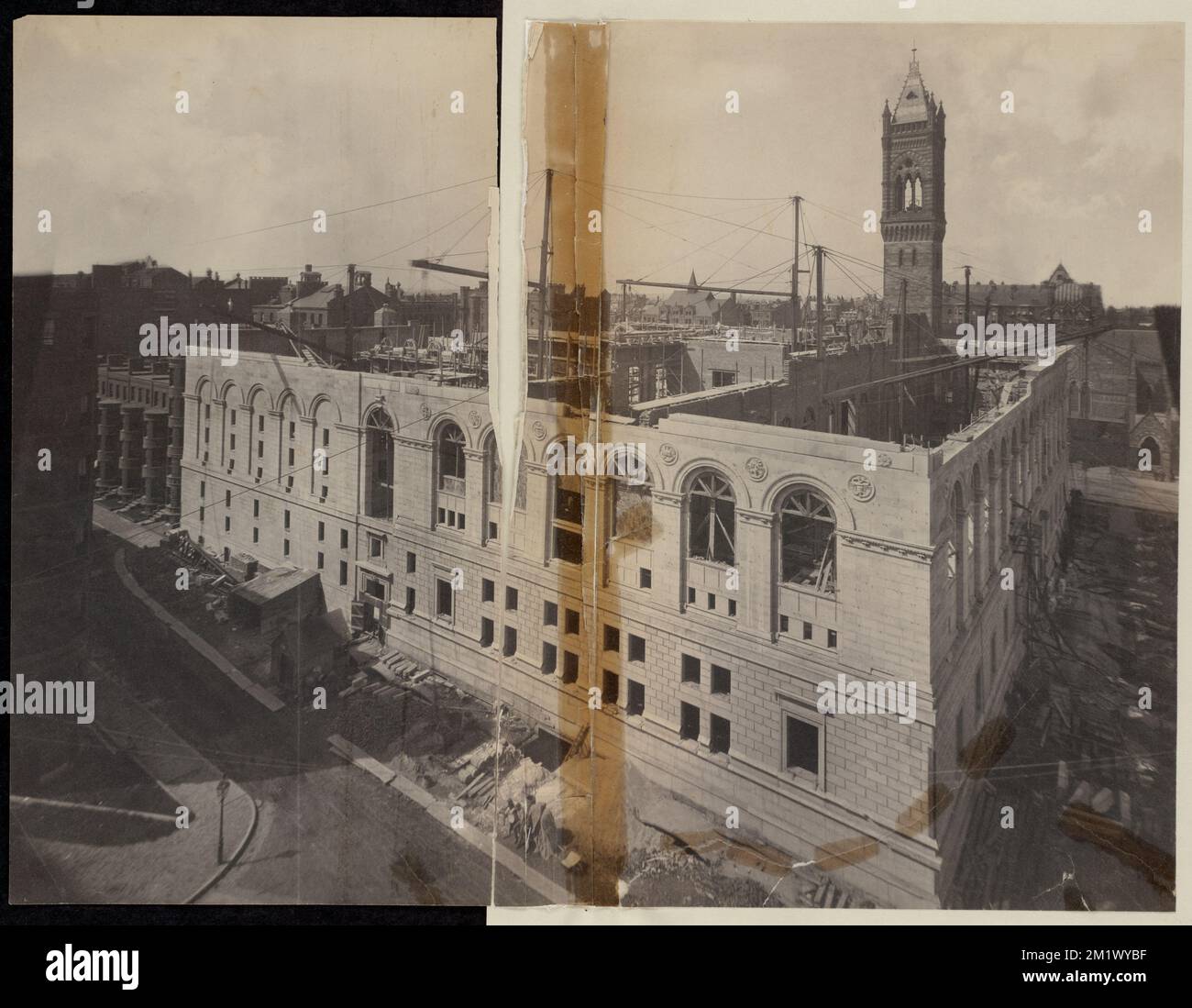 Blagden St. exterior wall, construction of the McKim Building , Public ...