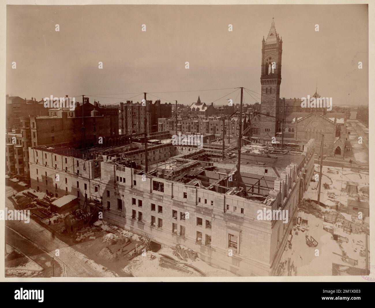 Blagden Street exterior wall, construction of the McKim Building ...