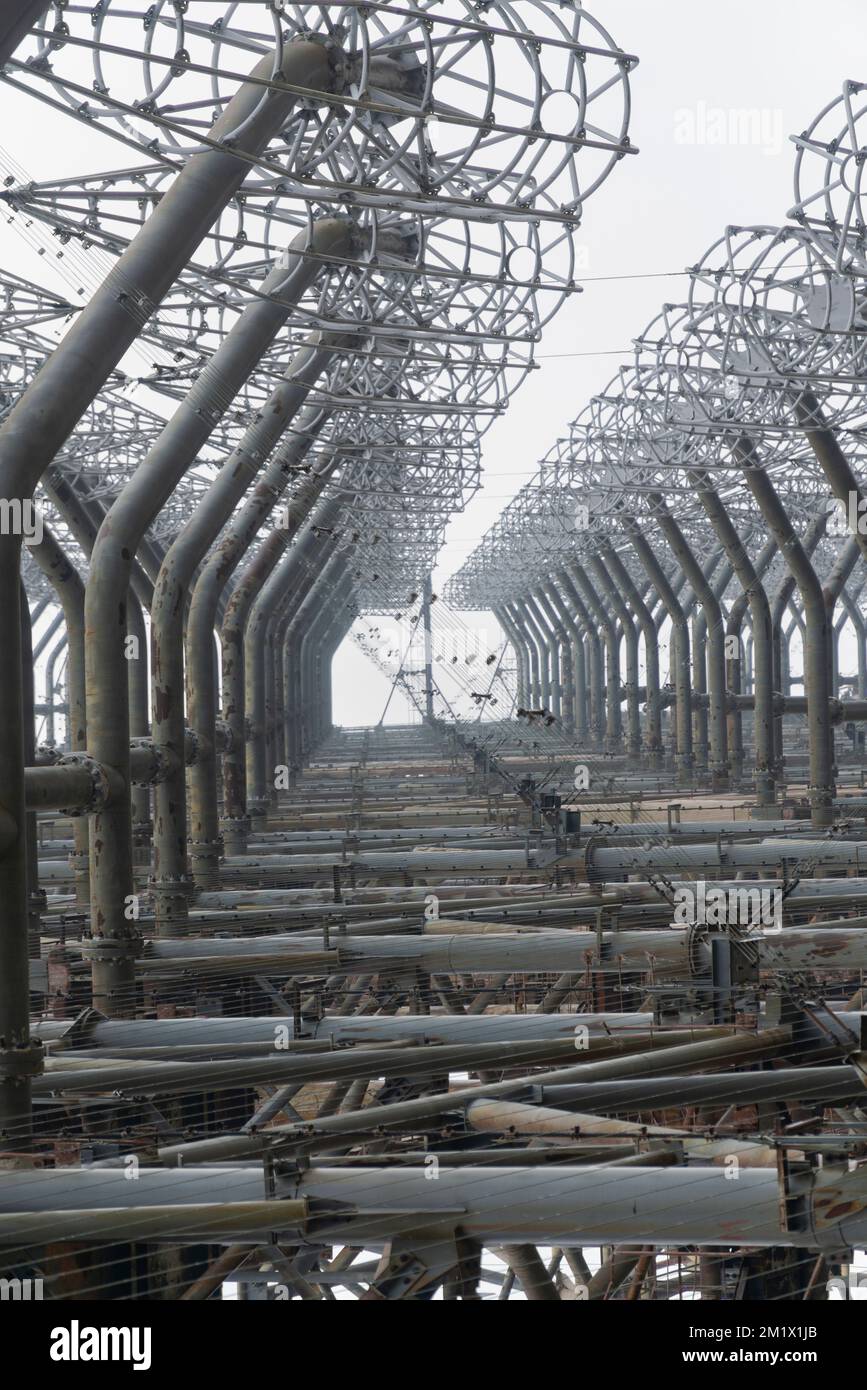 old OTH radar missile system defense geometric pattern structure viewed ...