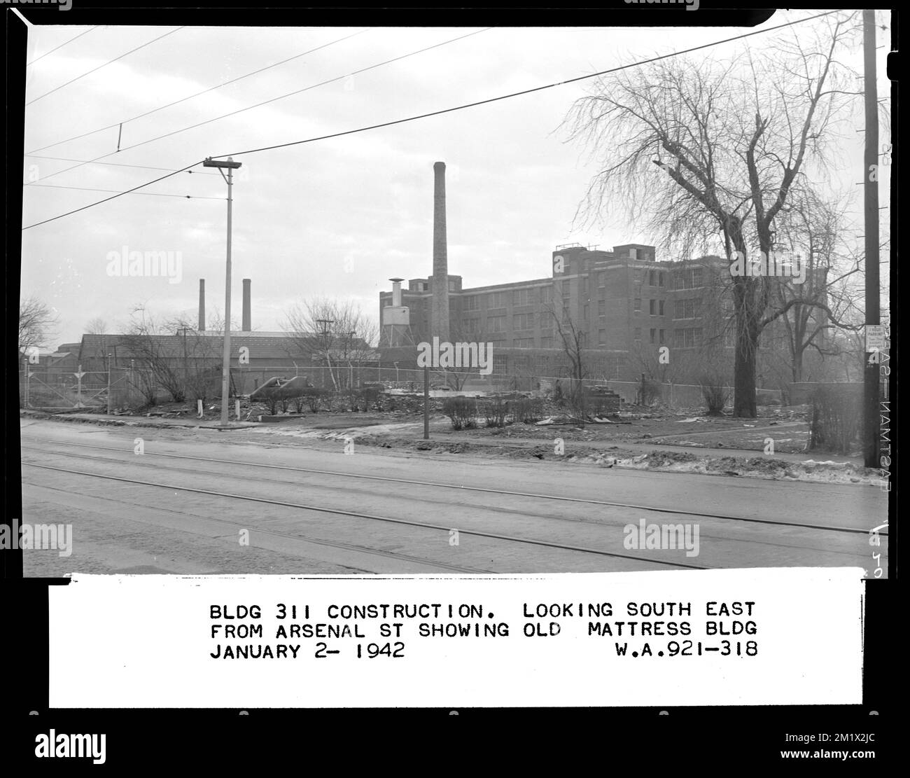 Bldg 311 construction, looking south east from Arsenal St. showing old ...