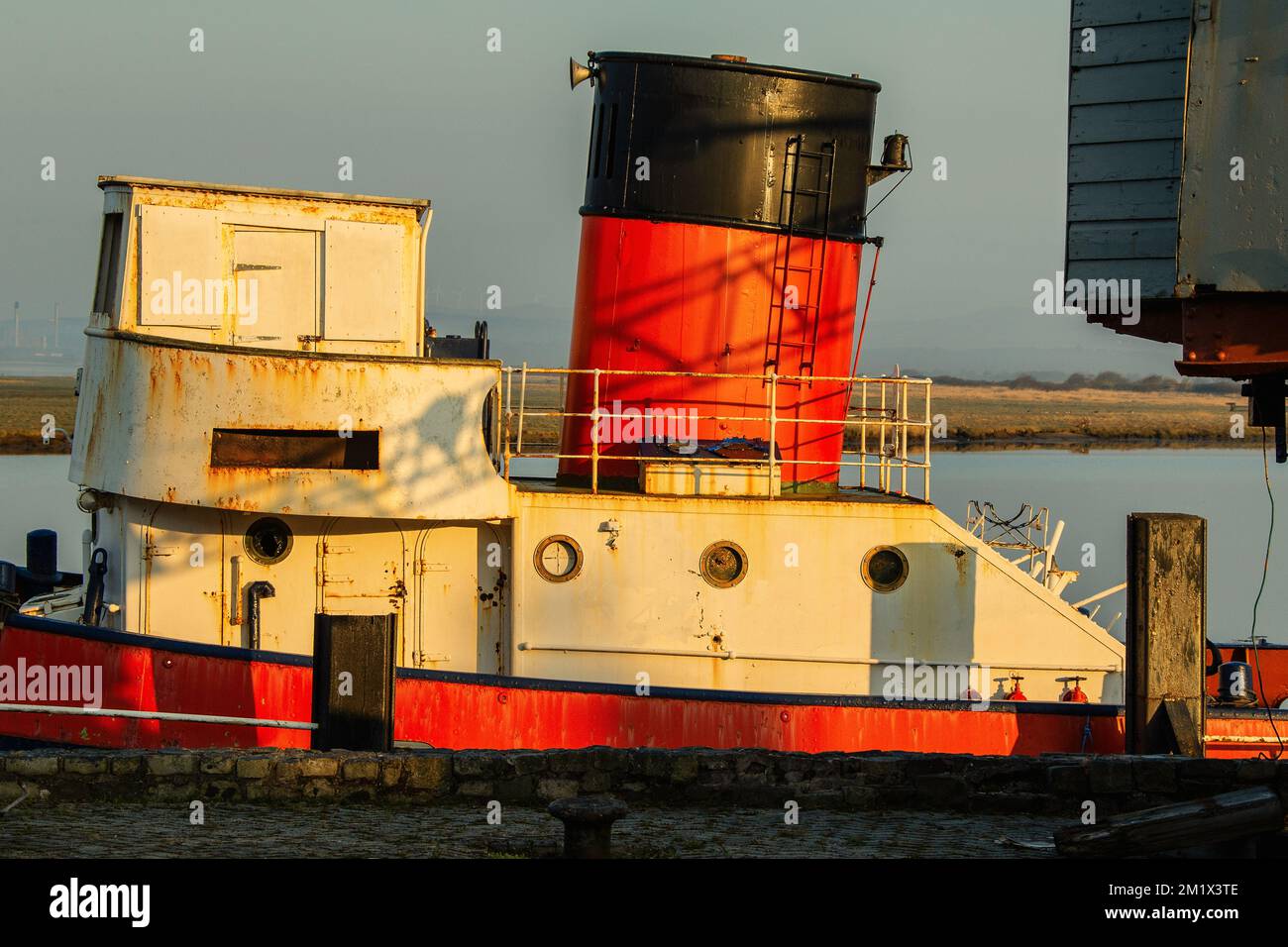 The funnel and superstructure of the tug Garnock at Irvine harbour ...