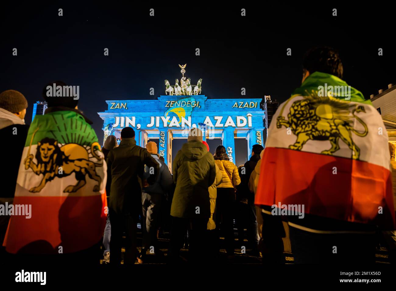 Berlin, Germany. 13th Dec, 2022. The Brandenburg Gate is illuminated ...