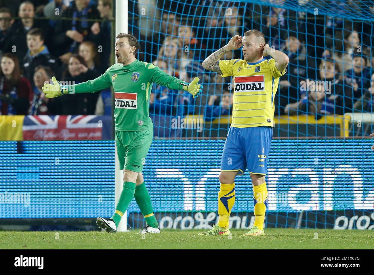 20141109 - BRUGGE, BELGIUM: Westerlo's goalkeeper Michael Cordier and ...