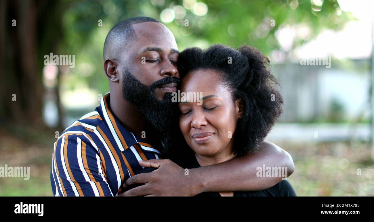 African couple love and affection, girlfriend and boyfriend embrace ...
