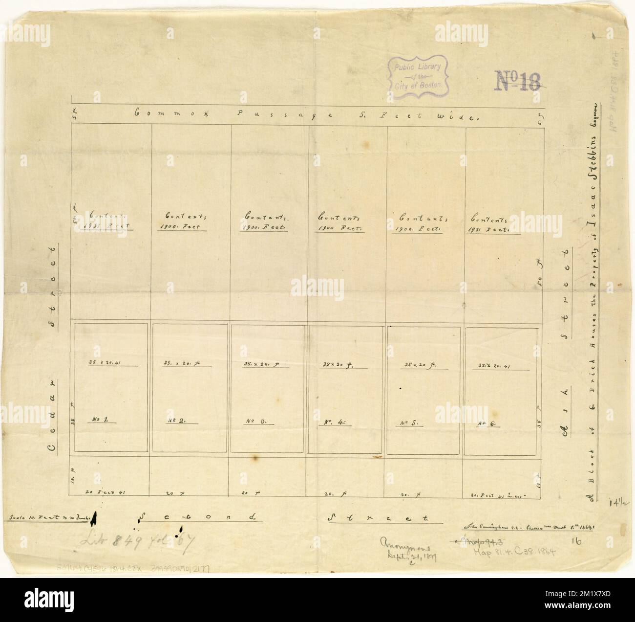 A block of 6 brick houses the property of Isaac Stebbins Esquire , Real ...