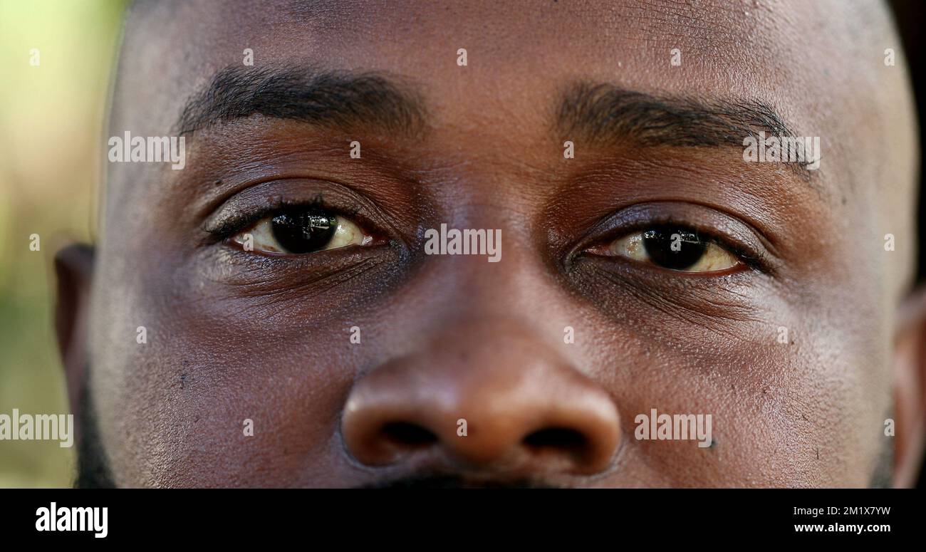 African man eyes close-up face looking at camera, macro closeup Stock ...