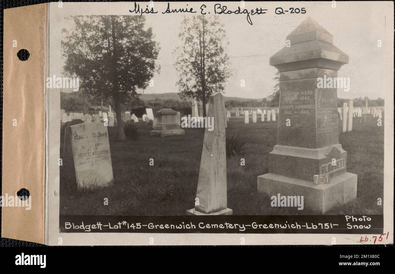 Blodgett, Greenwich Cemetery, Old section, lot 145, Greenwich, Mass ...