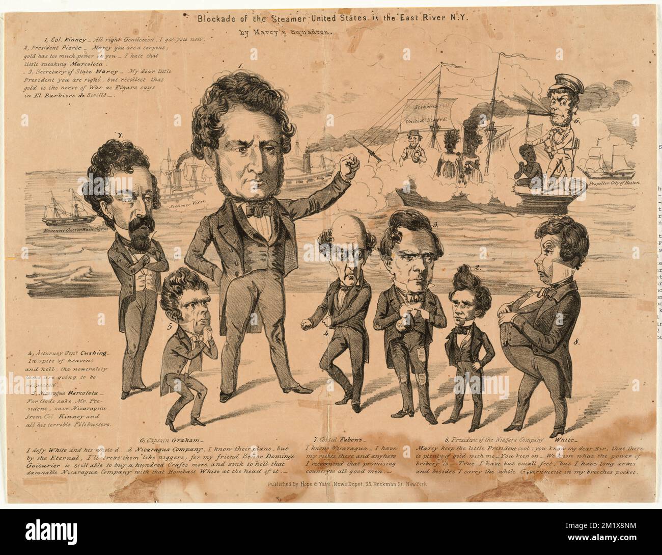 Blockade of the steamer United States in the East River, New York by ...