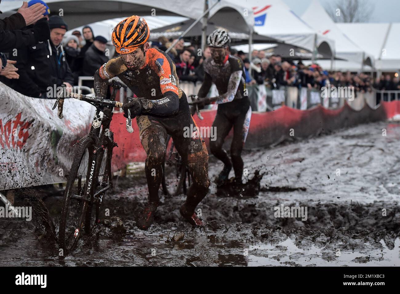 20141230 - LOENHOUT, BELGIUM: Belgian Wout Van Aert and Dutch Mathieu ...