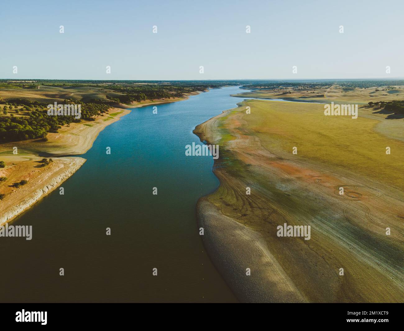 An aerial view of drying up rivers in Portugal in summer Stock Photo ...