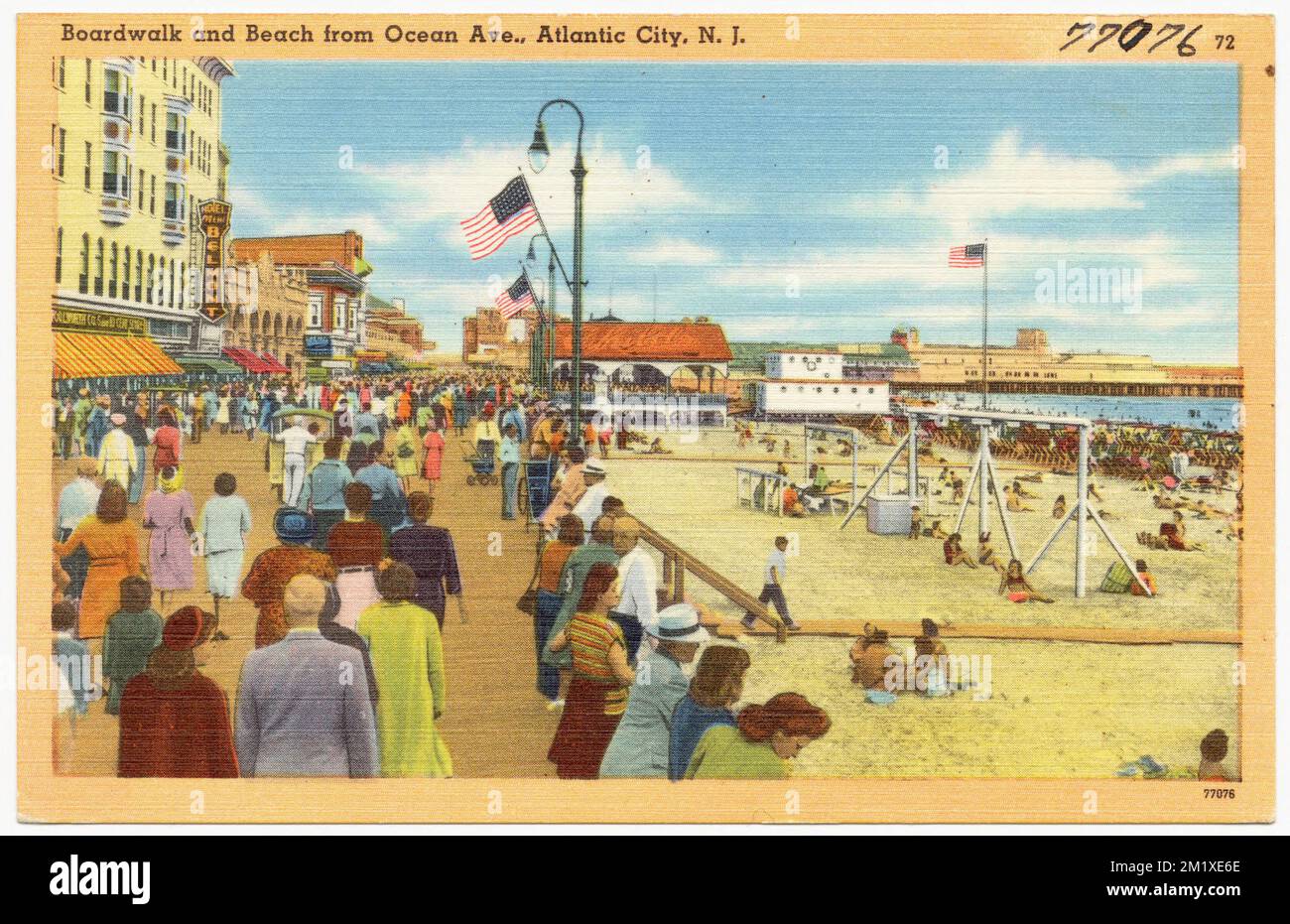 Boardwalk and beach from Ocean Ave., Atlantic City, N.J. , Beaches ...