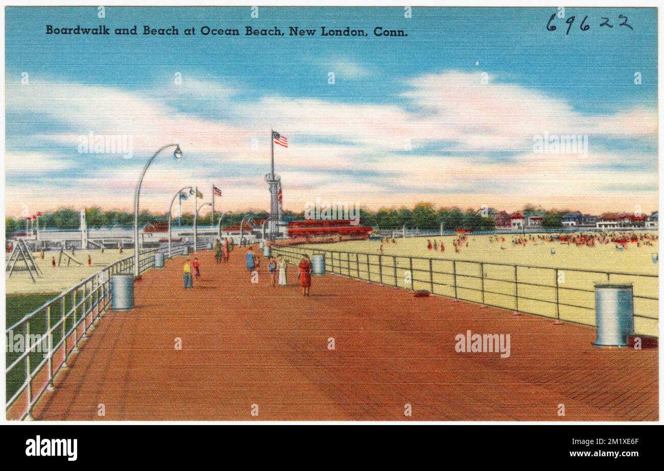 Boardwalk and Beach at Ocean Beach, New London, Conn. , Boardwalks ...