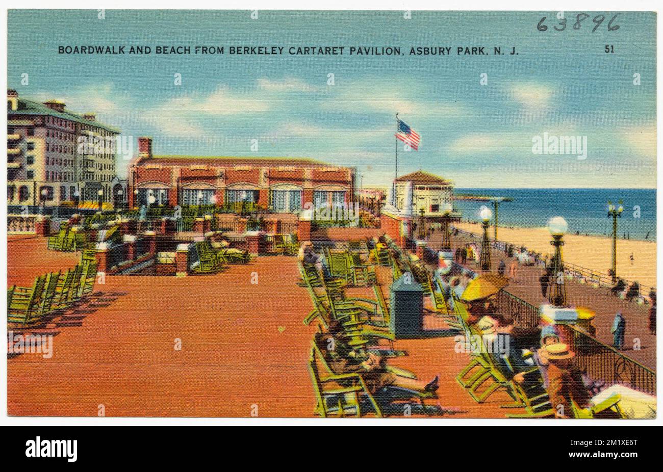 Boardwalk and beach from Berkeley Carteret Pavilion, Asbury Park, N. J ...