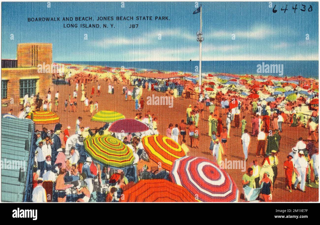 Boardwalk and beach, Jones Beach State Park, Long Island, N. Y ...