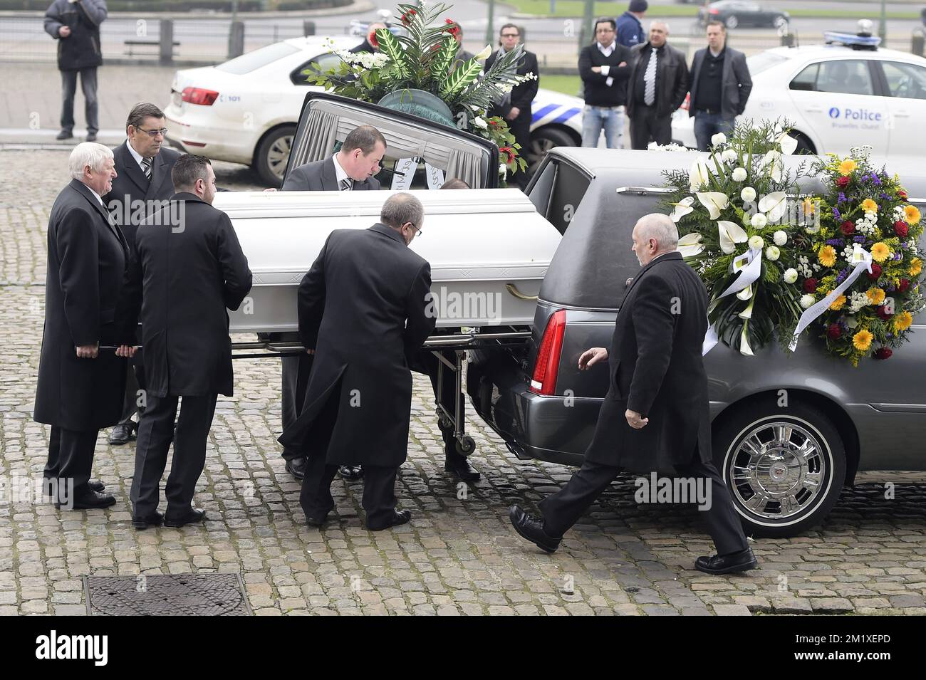 Illustration picture shows the coffin during the funeral ceremony for ...
