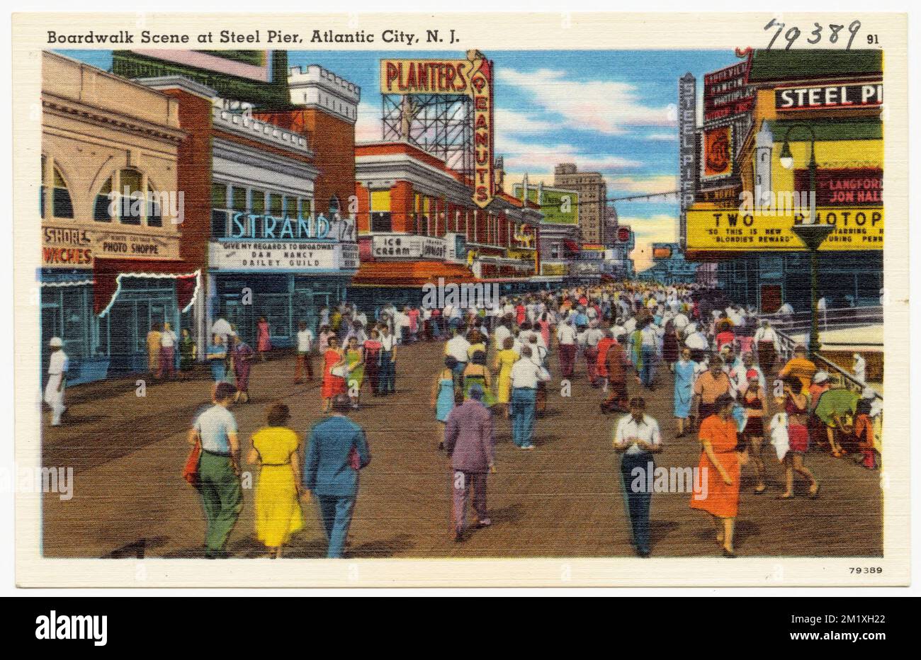 Boardwalk scene at Steel Pier, Atlantic City , Boardwalks, Tichnor ...