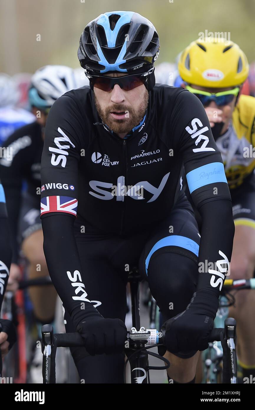 British Bradley Wiggins of Team Sky pictured in action during the ...