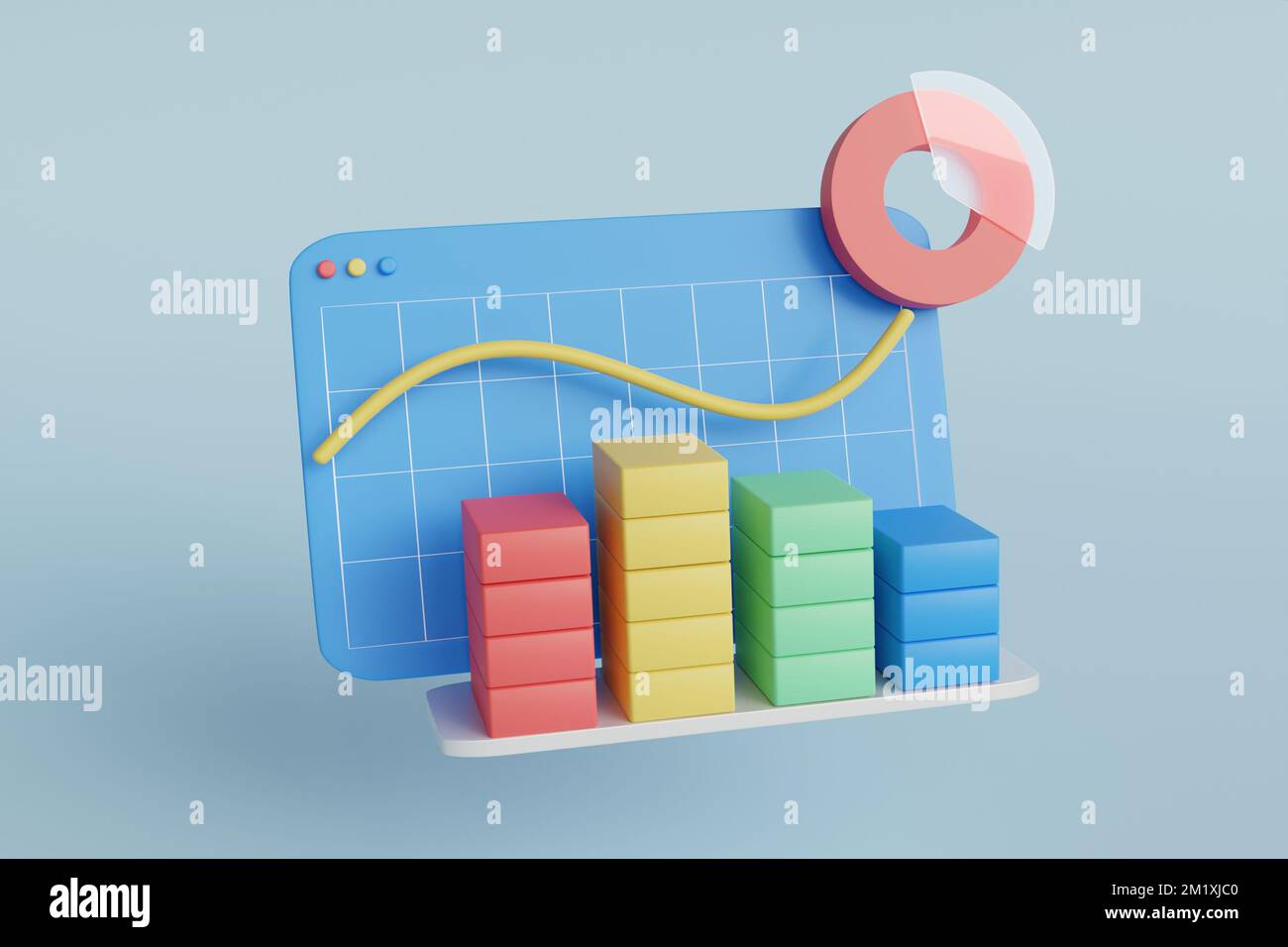 Finance chart diagram 3d in 3d style on blue background. Financial ...