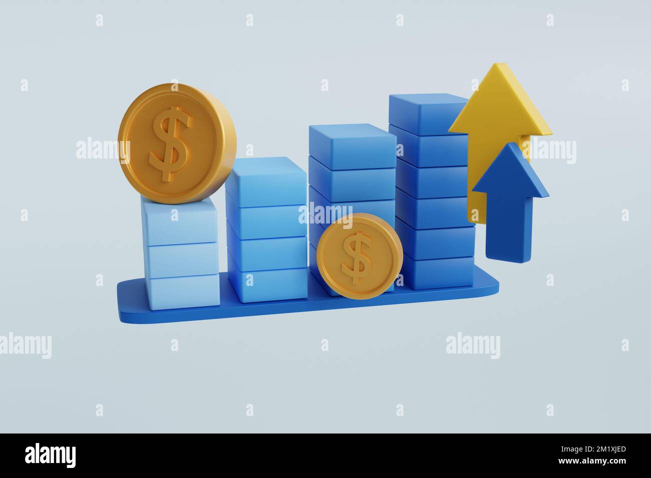 3d growth chart dollar. Business finance data analytics graph. Growth ...